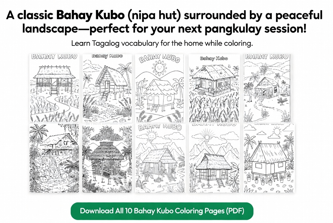 🏡10 Free Bahay Kubo Coloring Pages (Printable Filipino Heritage Guide)